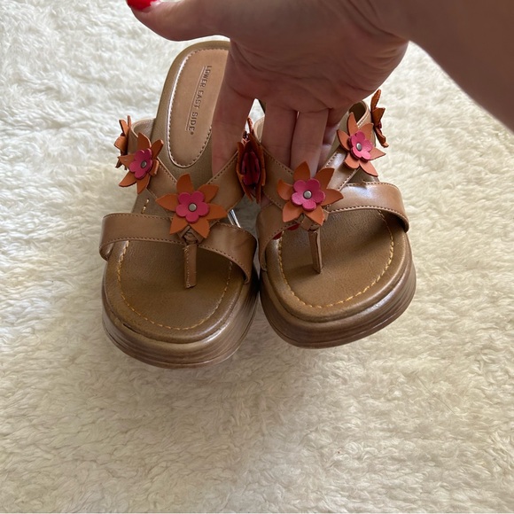 Vintage | Shoes | Vintage Floral Appliqu Wedge Thong Platform Sandals ...